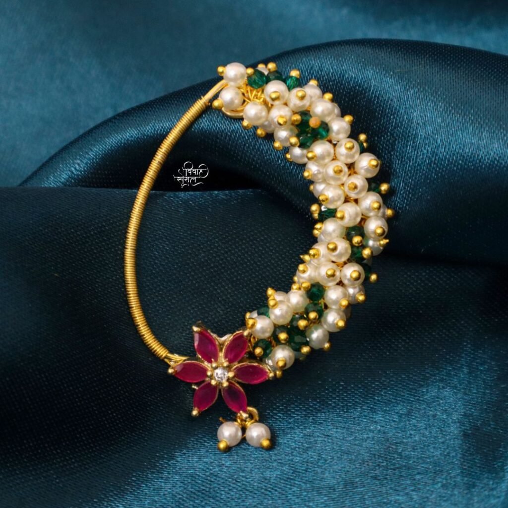 Handmade Traditional Maharashtrian Gold Plated Nath - Vivah Special